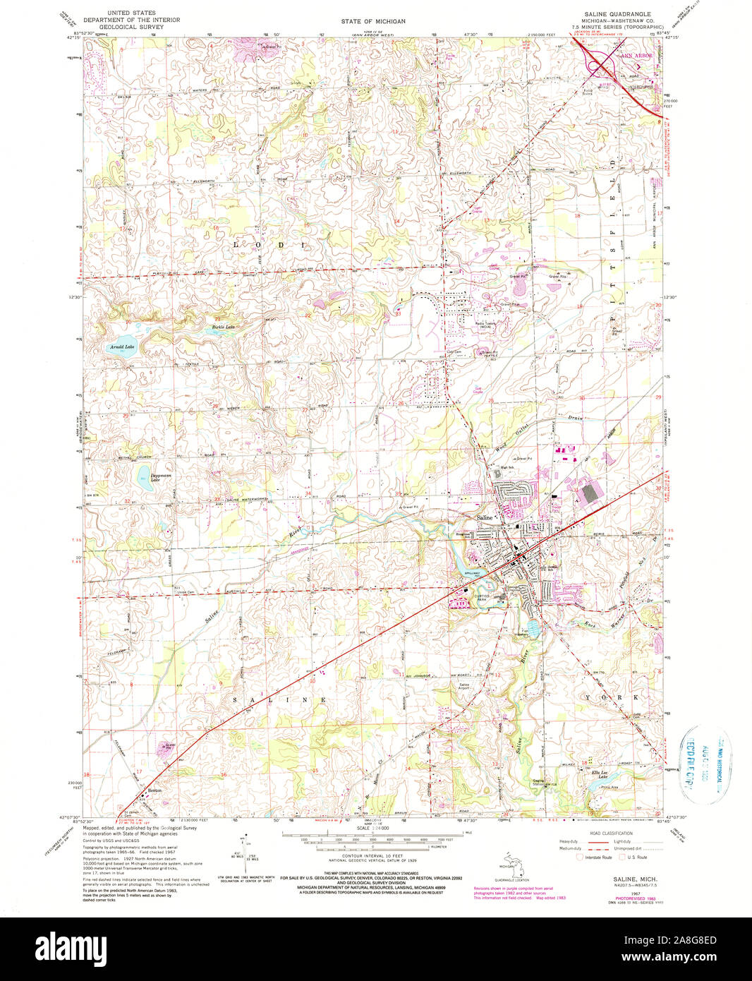 Saline michigan map hi-res stock photography and images - Alamy