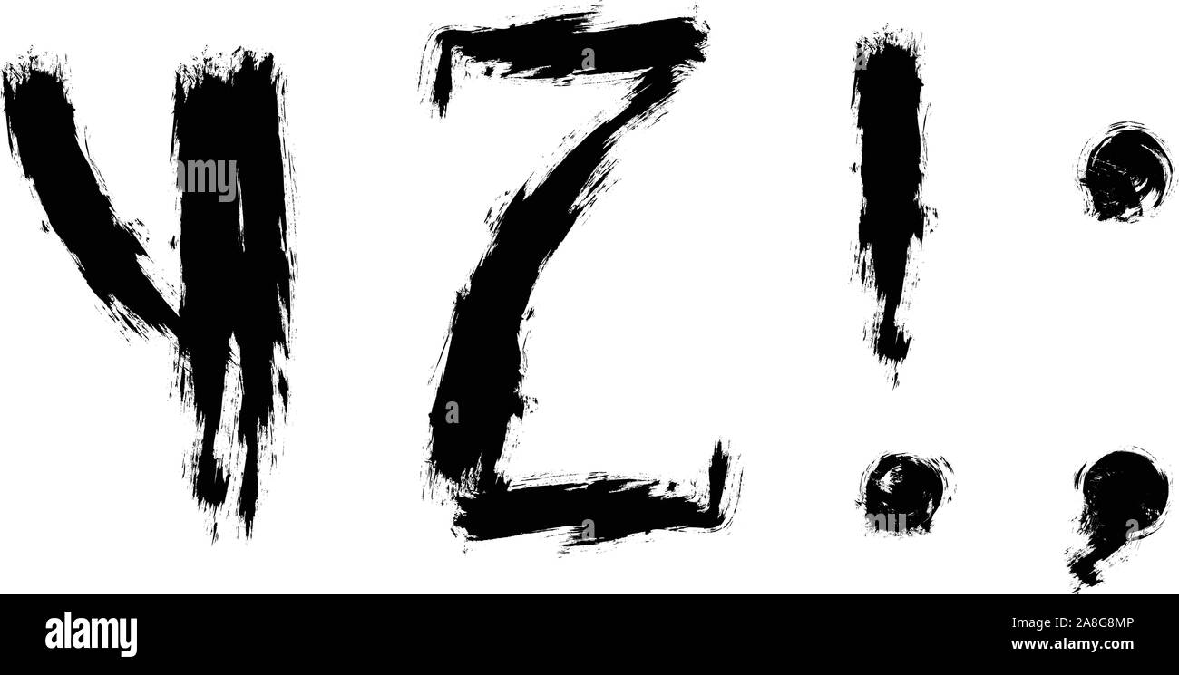 Abstract letters set painted with brush. Futuristic font for lettering ...