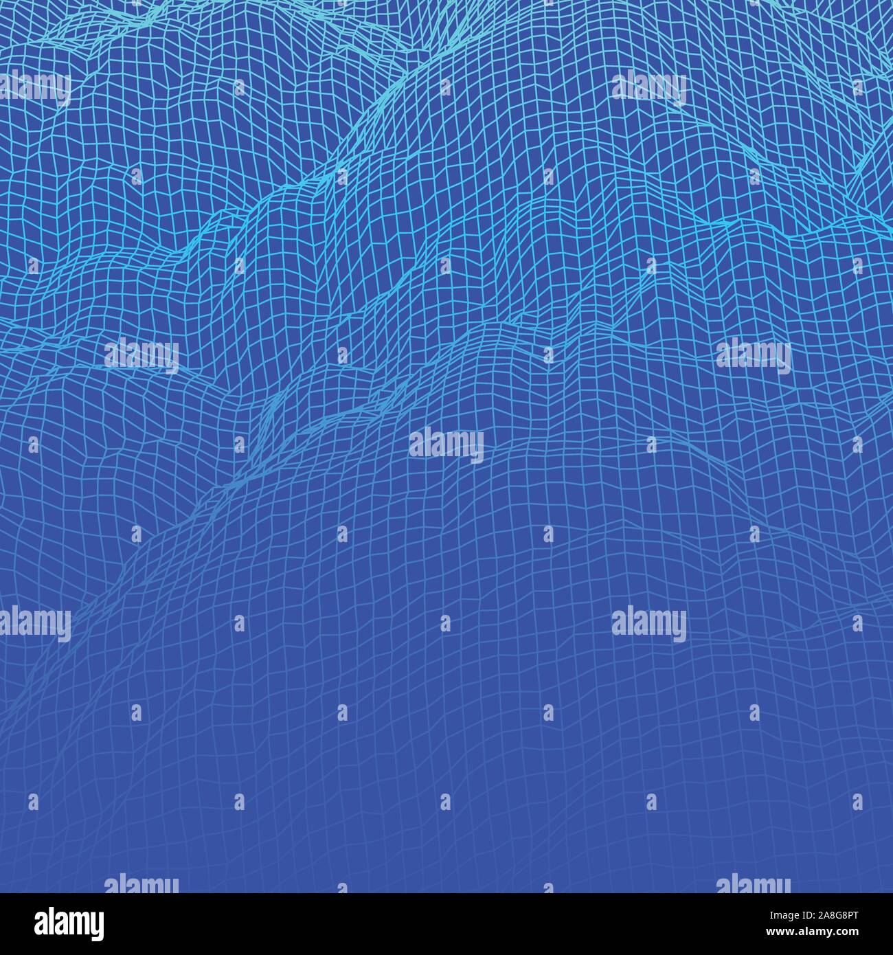 Digital landscape with mountains or clouds made of line grid Stock ...