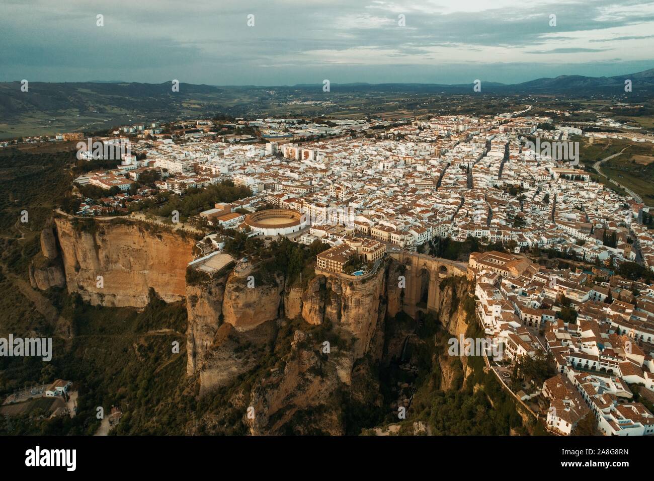 Ronda aerial view with old buildings in Spain Stock Photo - Alamy