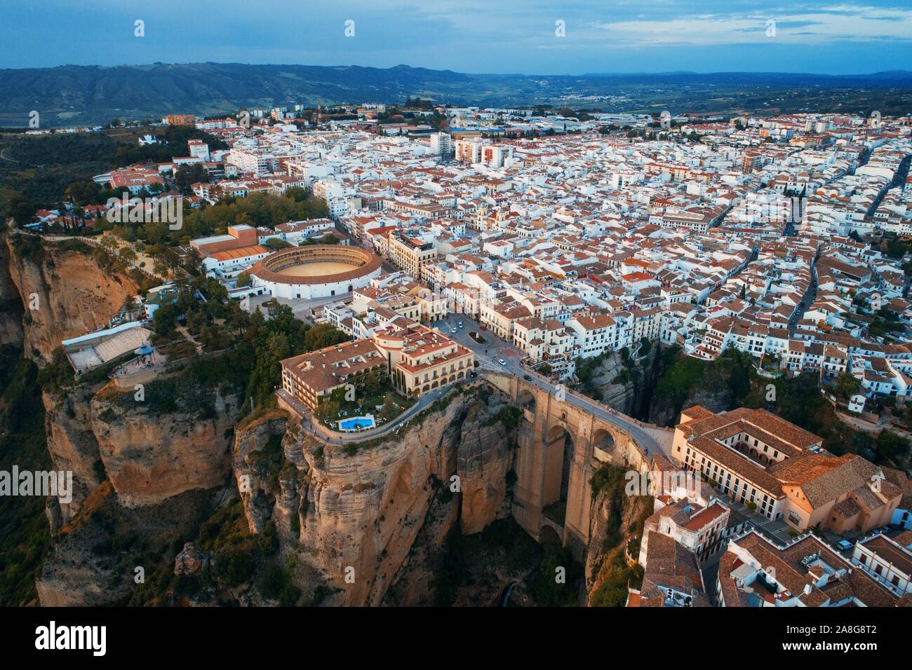 Ronda aerial view with old buildings in Spain Stock Photo - Alamy