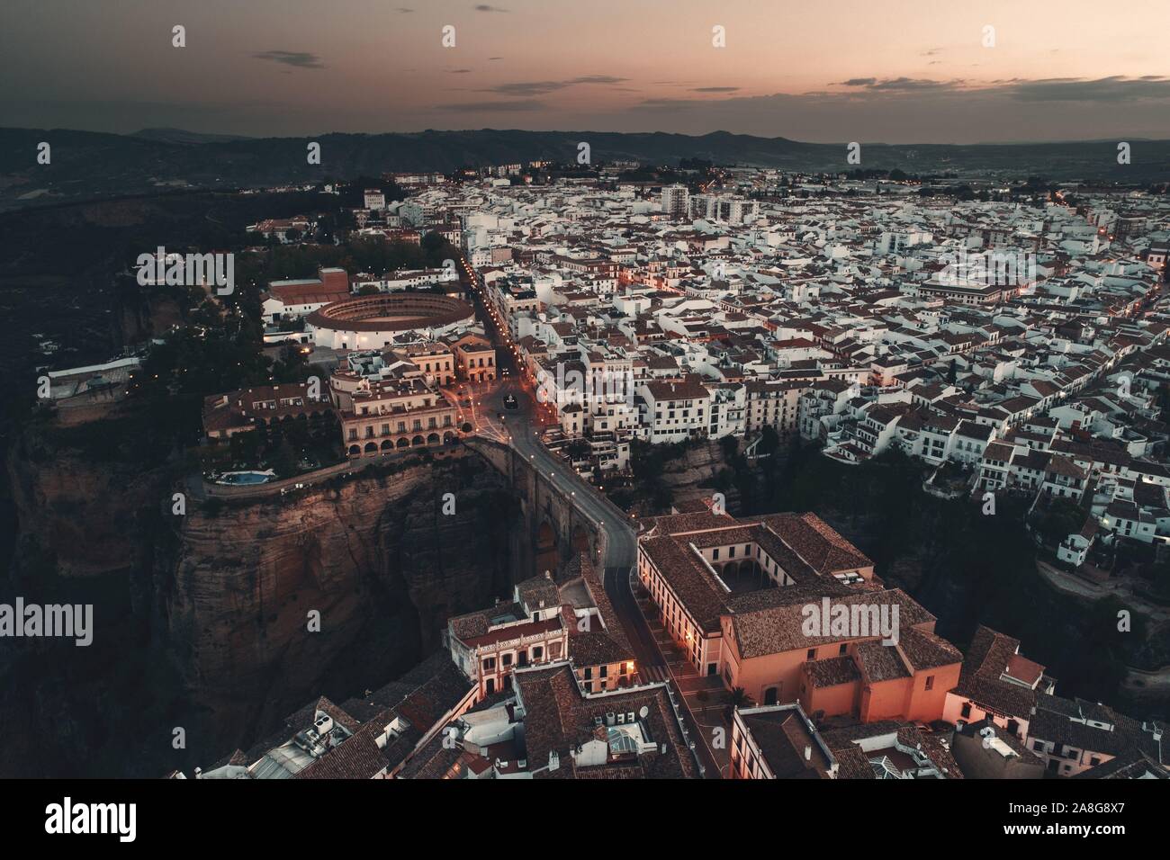 Ronda aerial view with old buildings in Spain Stock Photo - Alamy