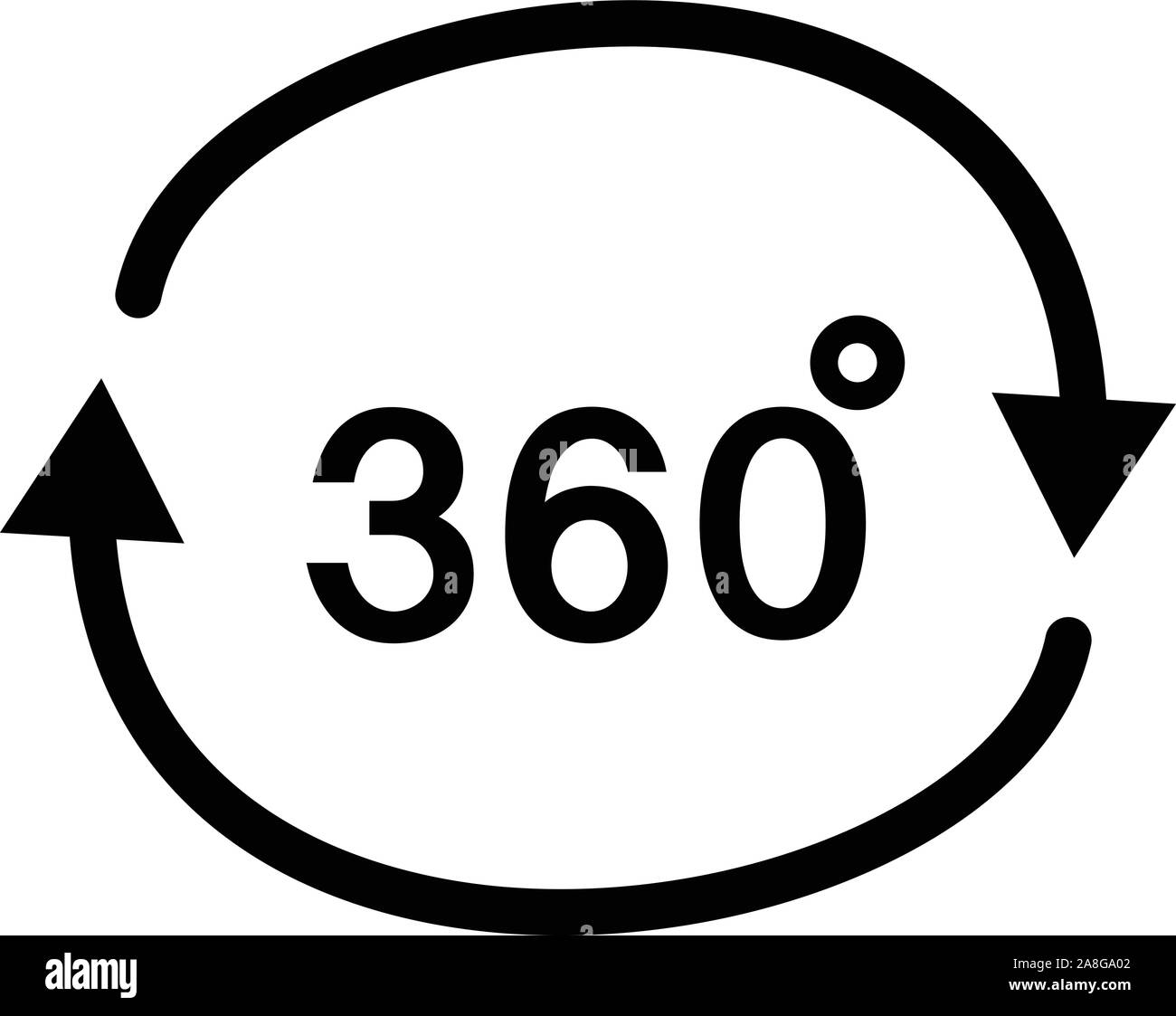 360 degrees angle icon in trendy flat style on white background. angle 360 degrees icon symbol ...