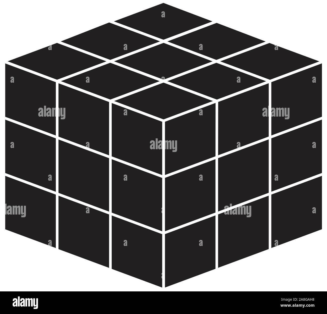 math cube line icon on white background. flat style. simple geometric ...