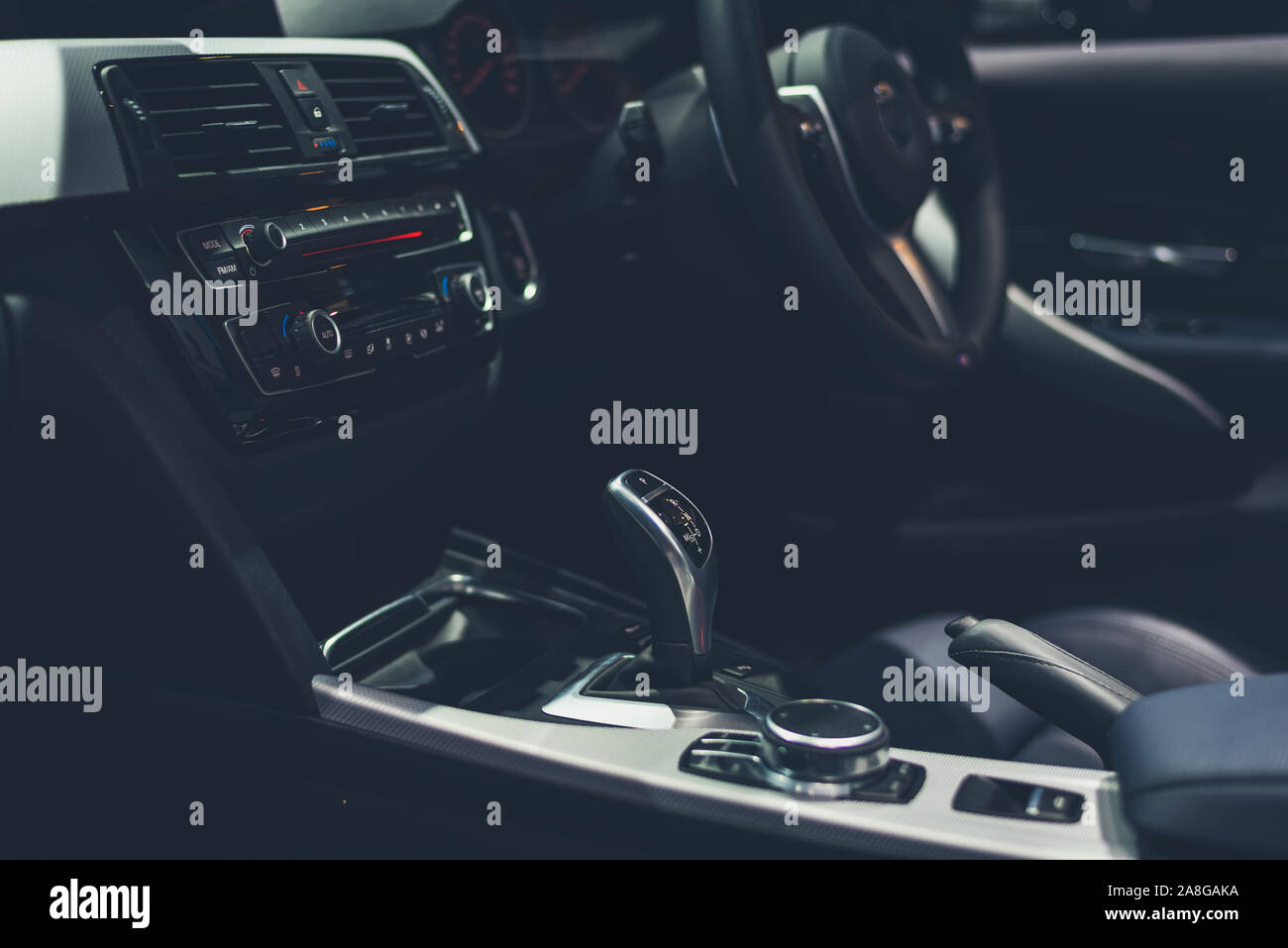 Automatic gear stick inside modern car for background Stock Photo - Alamy