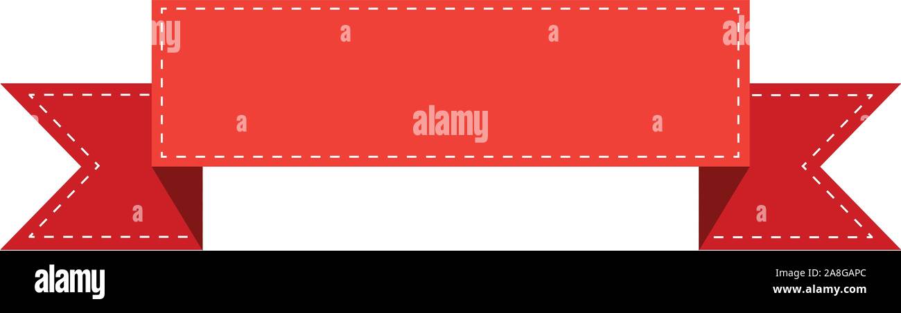 red ribbon banner sign. red ribbon banner on white background. flat ...