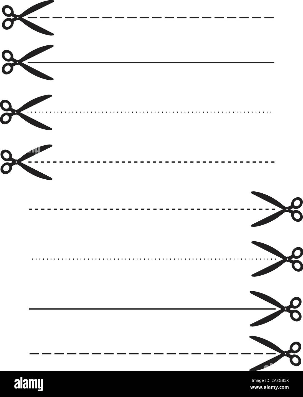 scissors with dashed line on white background. flat style. scissors ...