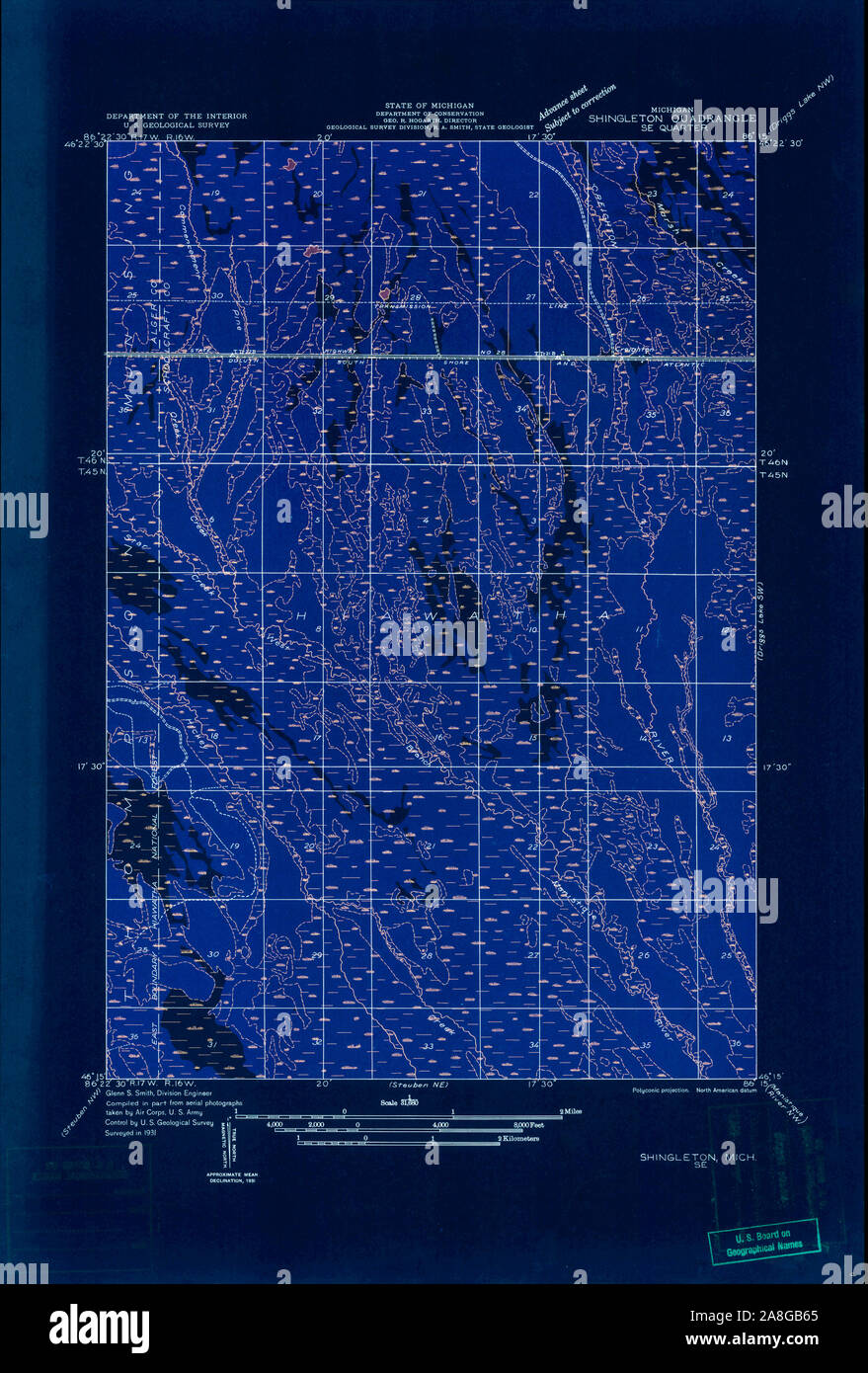 Shingleton michigan map hi-res stock photography and images - Alamy