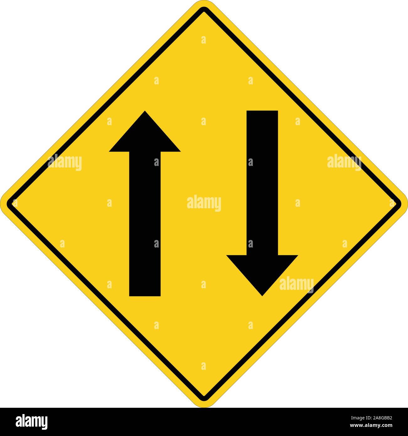 two way traffic ahead sign on white background. flat style. two way ...