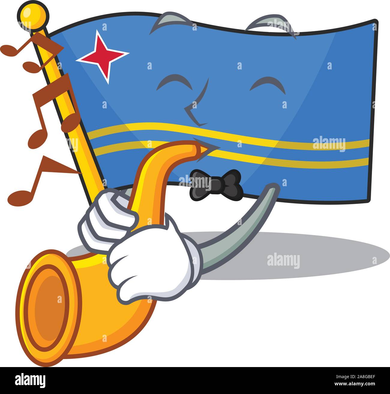 flag aruba smiling in with cartoon with trumpet Stock Vector Image ...