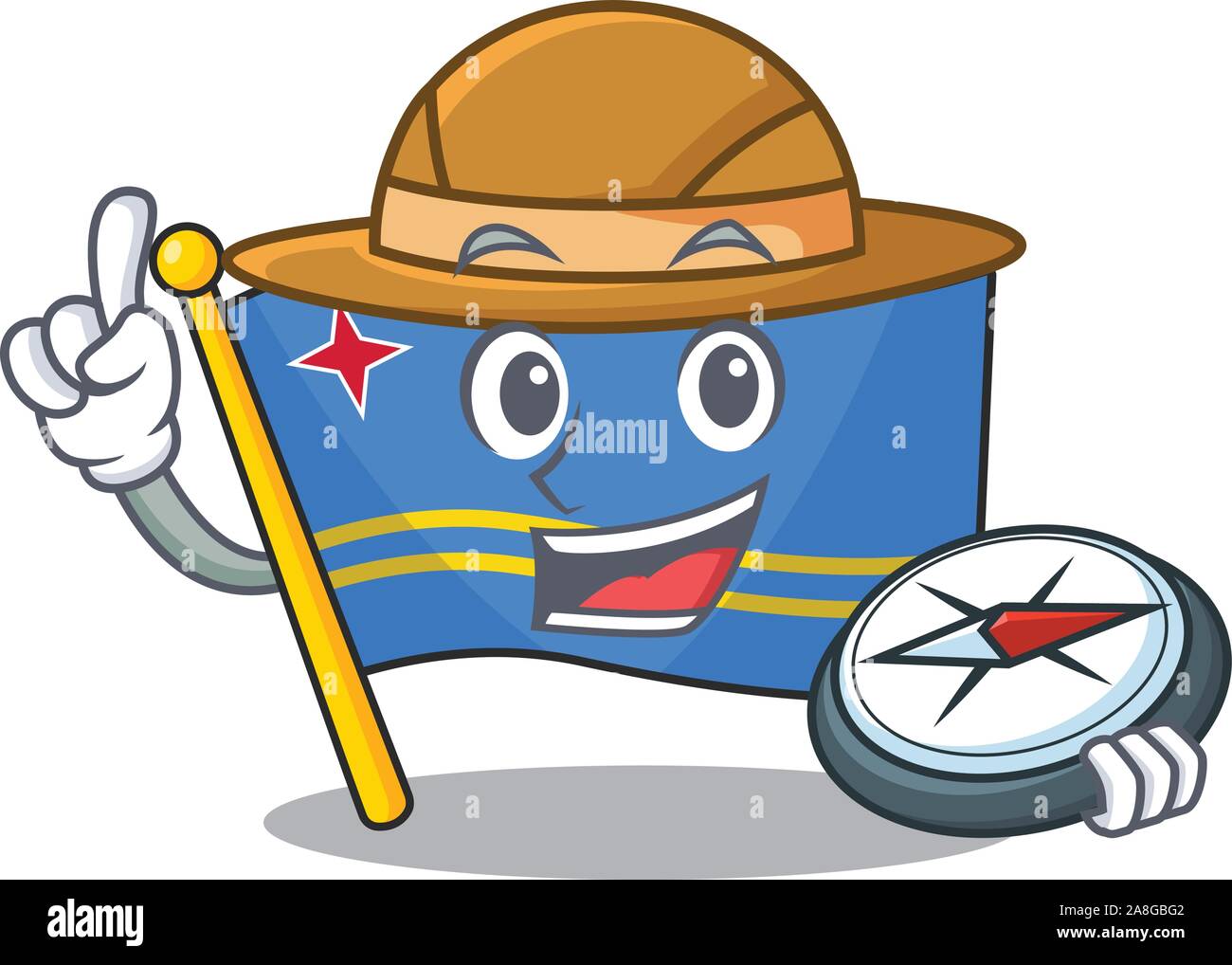 flag aruba smiling in with cartoon holding compass Stock Vector Image ...