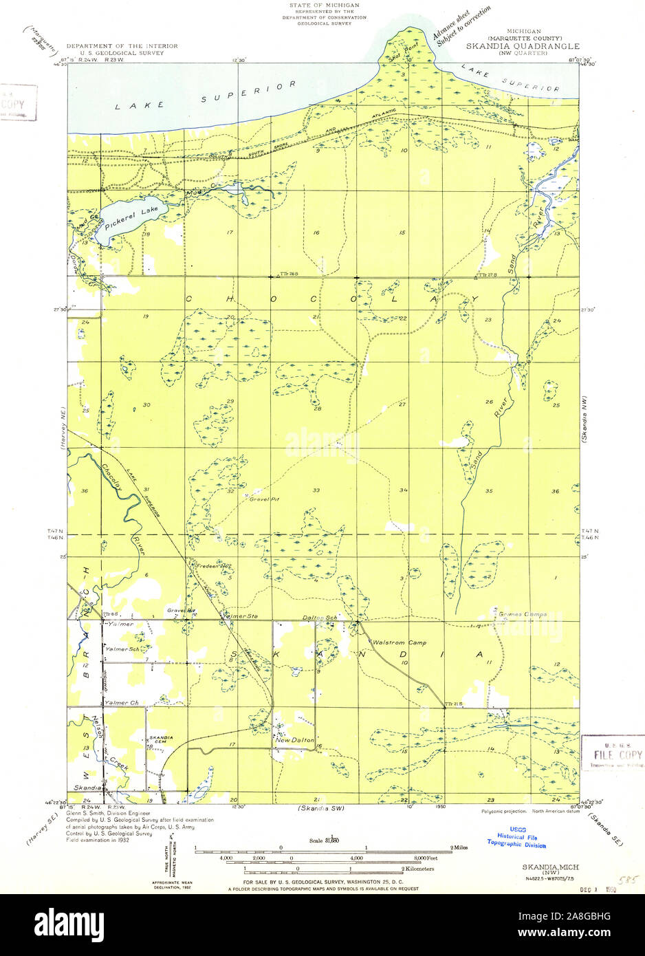USGS TOPO Map Michigan MI Skandia NW 277919 1950 31680 Stock Photo - Alamy