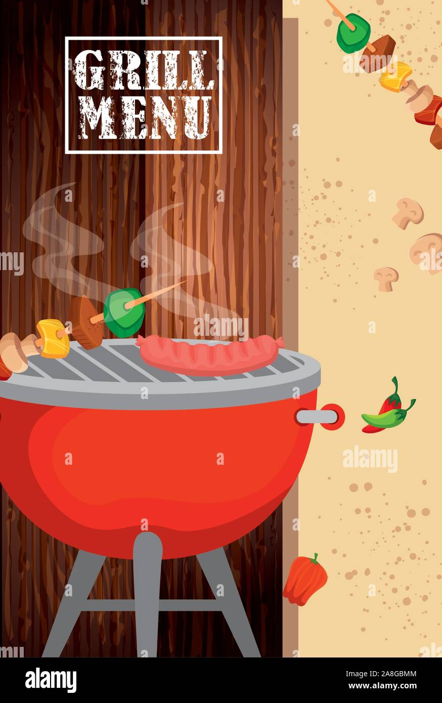 grill menu with delicious food Stock Vector Image & Art - Alamy