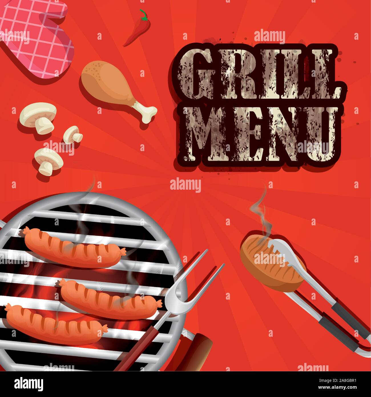 grill menu with delicious food Stock Vector Image & Art - Alamy