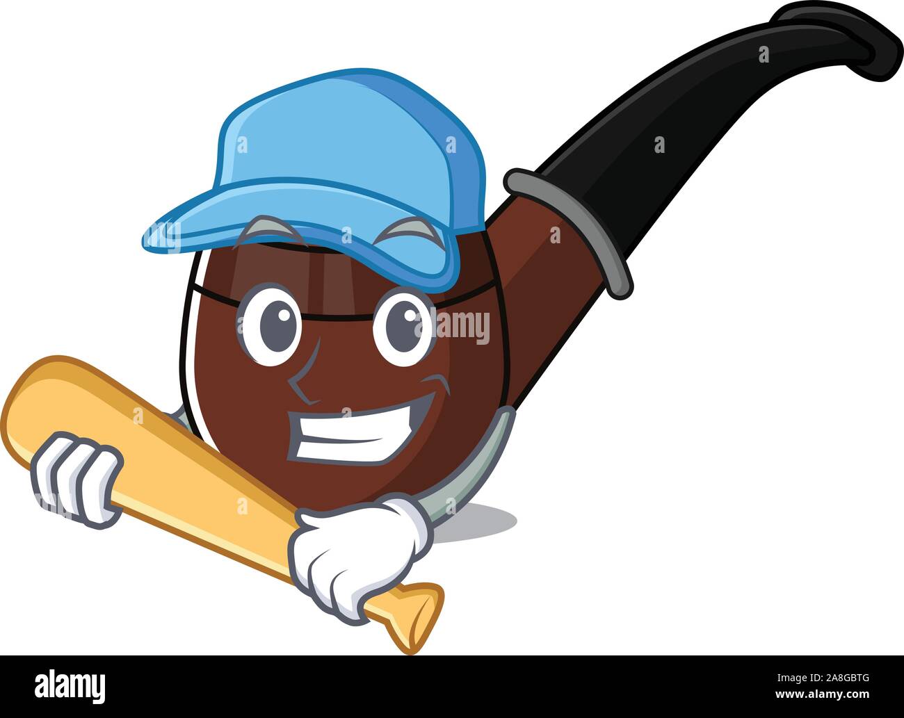 Funny smoke pipe in playing baseball cartoon character Stock Vector ...
