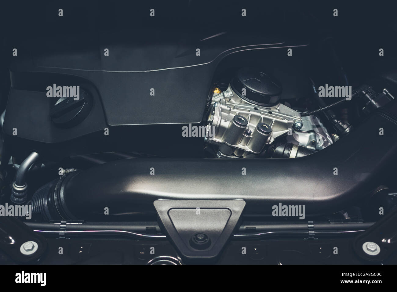 Close up shot of car engine for background Stock Photo - Alamy