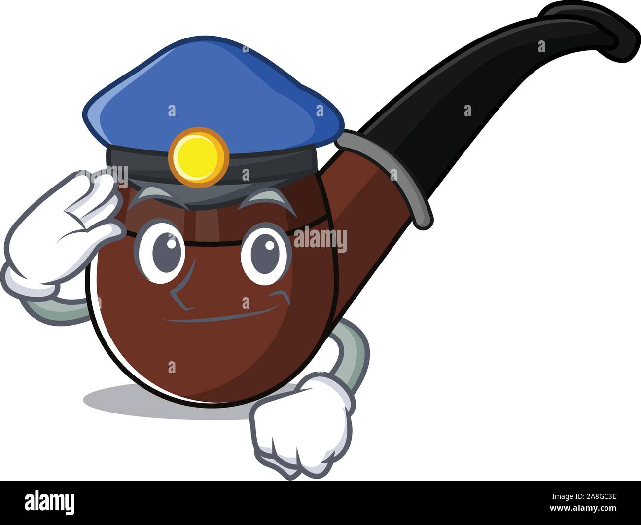 Funny smoke pipe in police cartoon character Stock Vector Image & Art ...