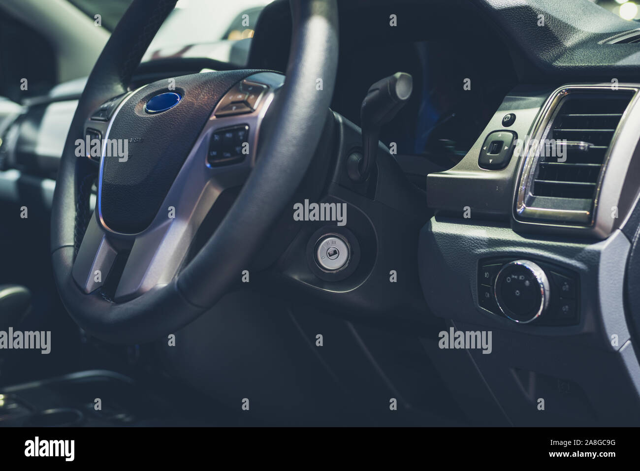 interior of a modern car with steering wheel tone Luxury Stock Photo ...