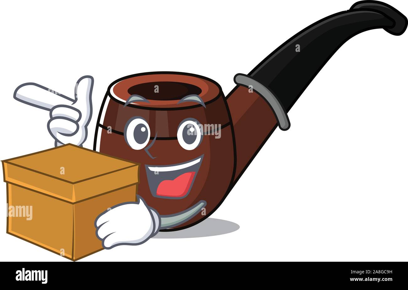 cheerful cartoon the of with bring box smoke pipe Stock Vector Image ...