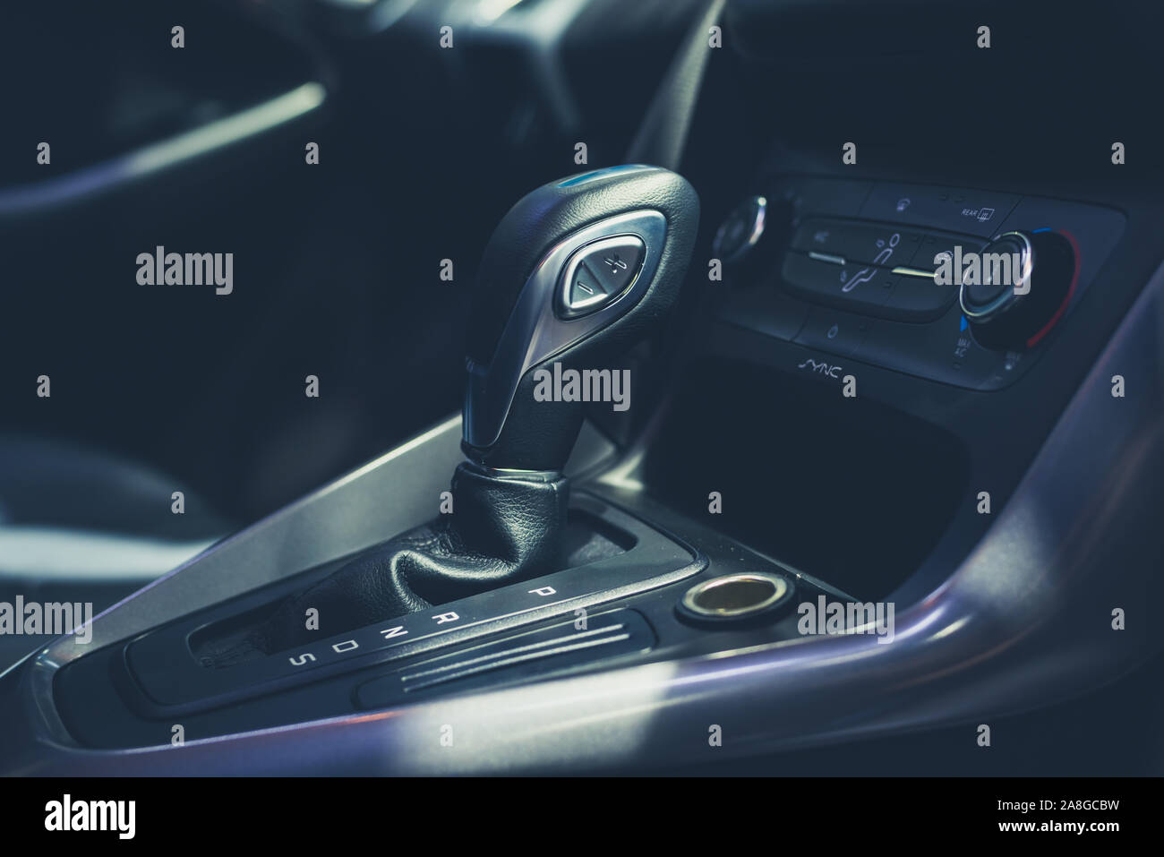 Automatic gear stick inside modern car for background Stock Photo - Alamy