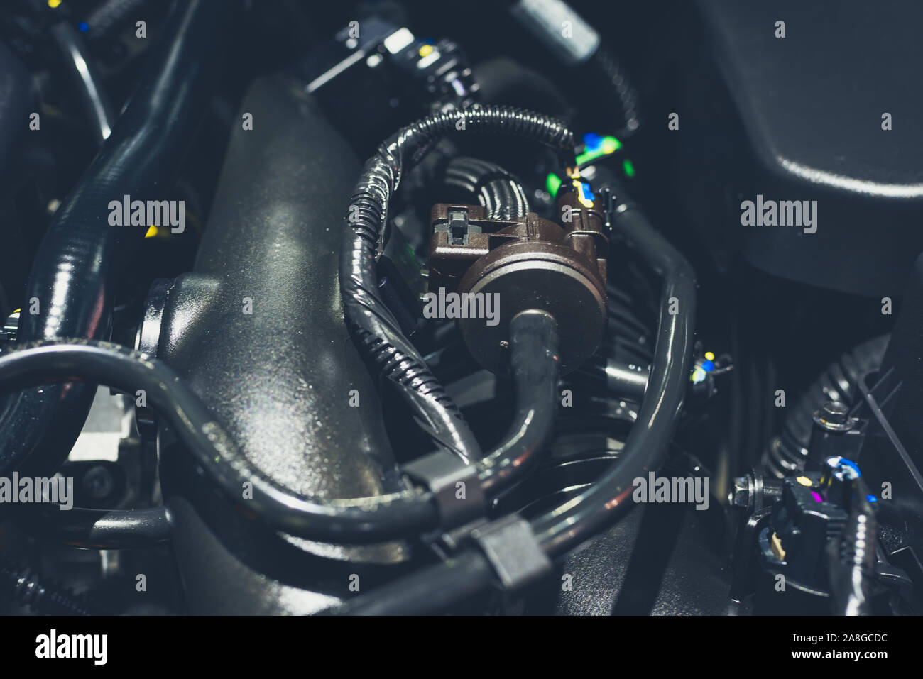 Close up shot of car engine for background Stock Photo - Alamy