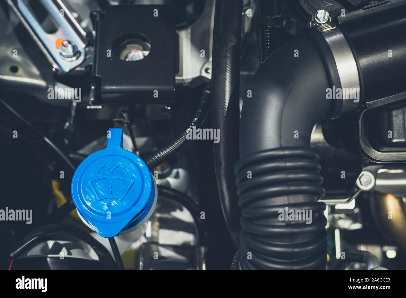 Close up shot of car engine for background Stock Photo - Alamy