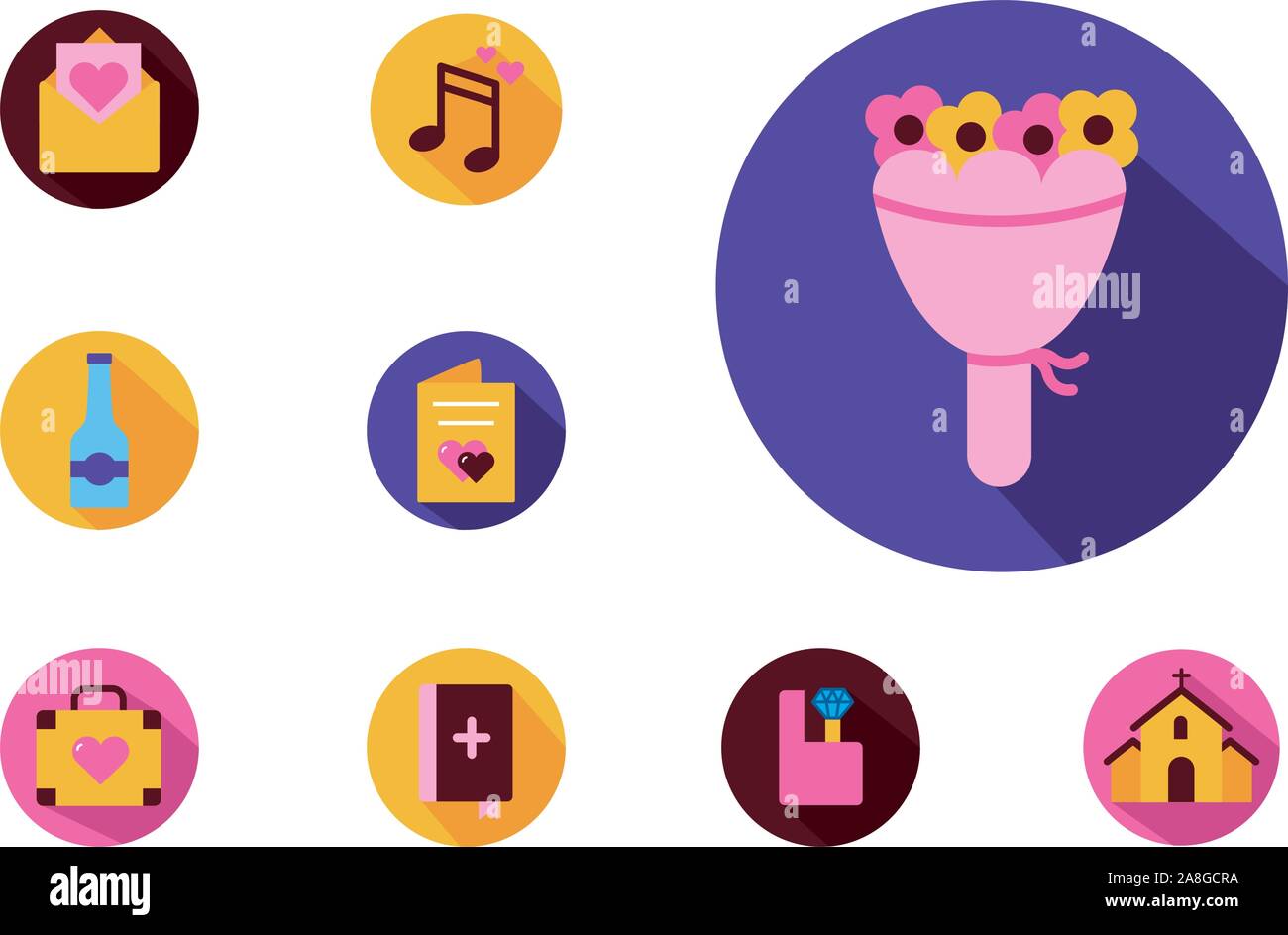 Isolated wedding and love block icon set vector design Stock Vector ...