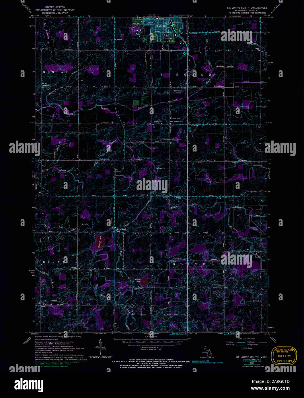 St johns michigan map hi-res stock photography and images - Alamy