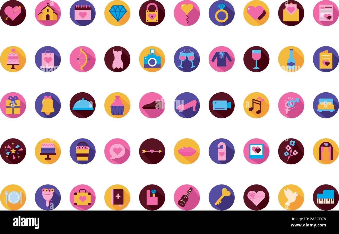 Isolated wedding and love block icon set vector design Stock Vector ...