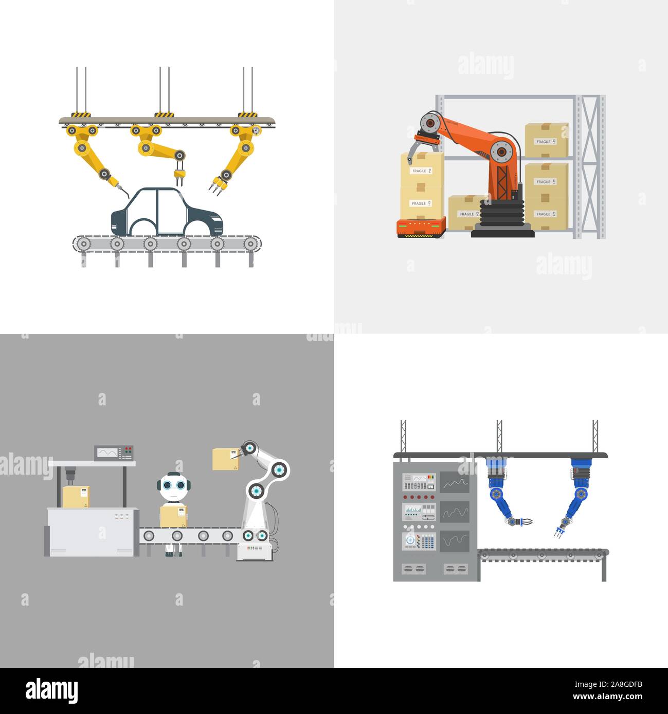 Box conveyor blue warehouse Stock Vector Images - Alamy