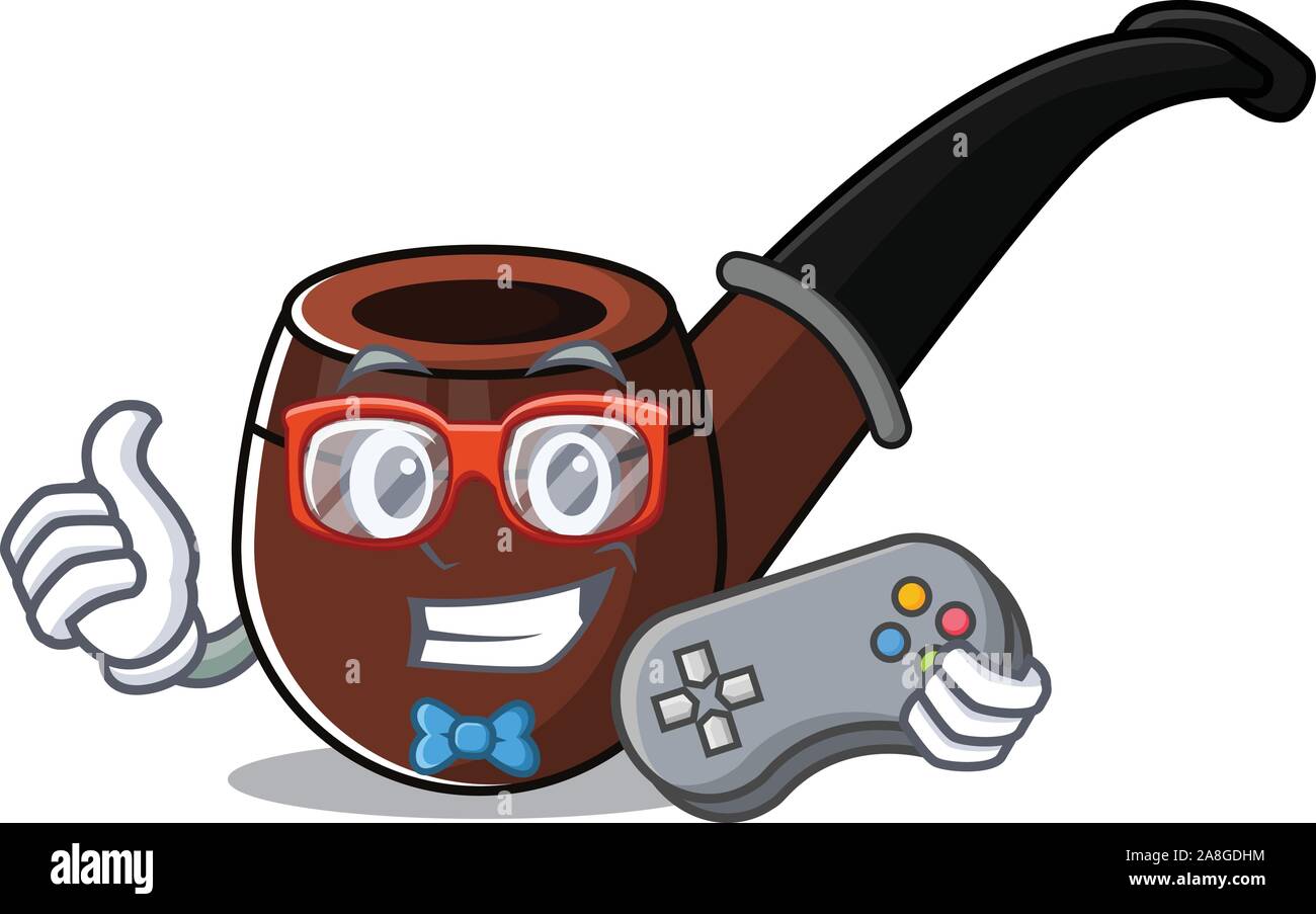 holding gamer cartoon character style with smoke pipe Stock Vector ...