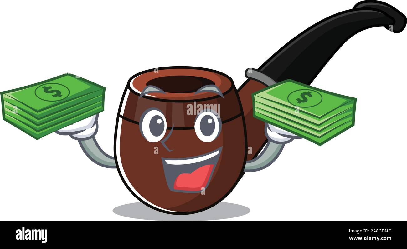 holding money cartoon character style with smoke pipe Stock Vector ...