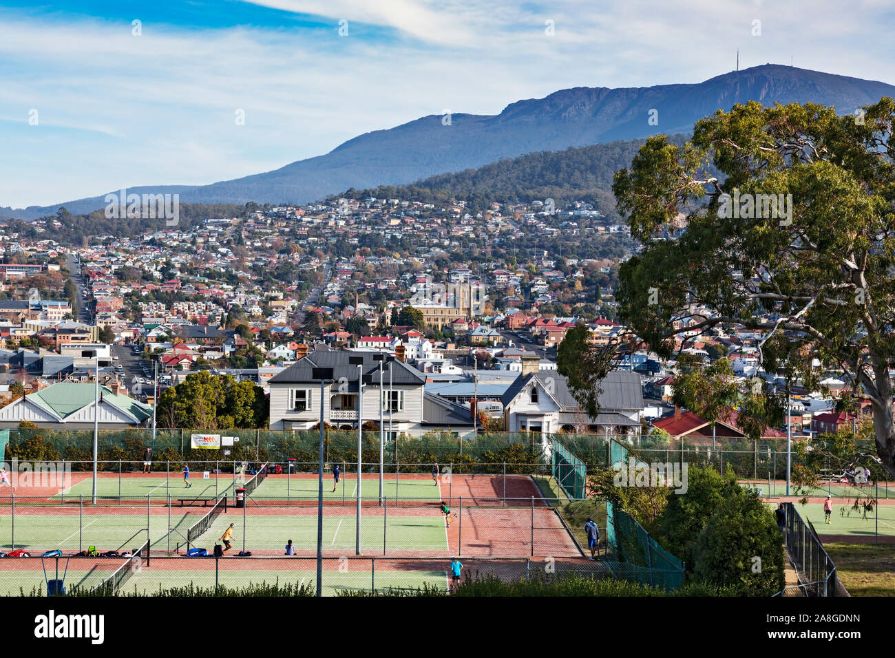 Hobart Australia / Hobart suburbia extends from the base of towering ...