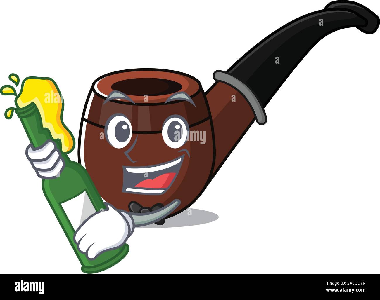 smoke pipe isolated cartoon the bring beer mascot Stock Vector Image ...