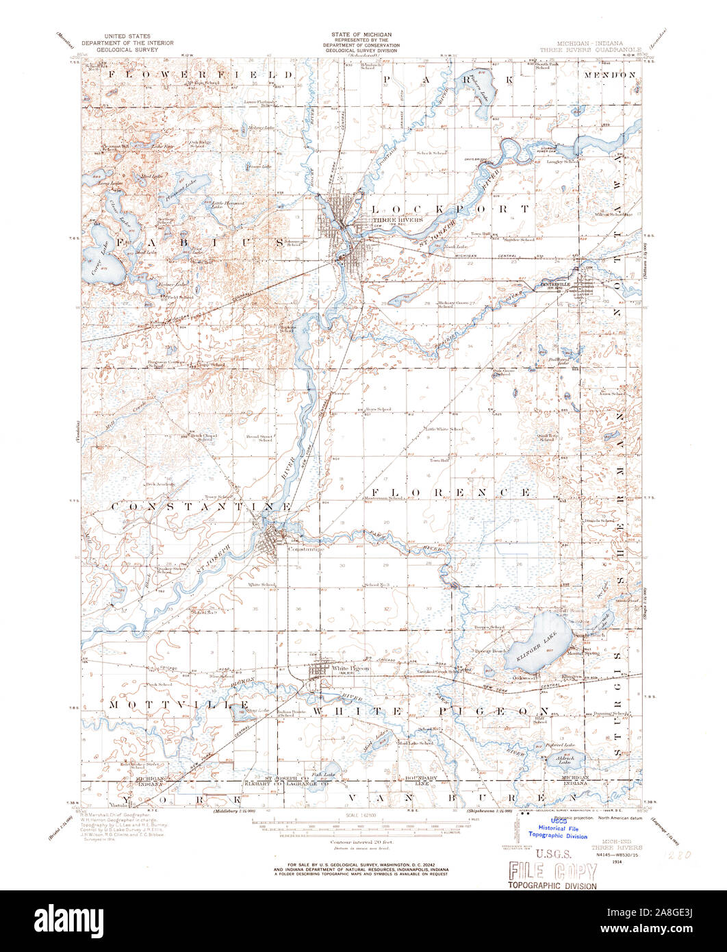 Three rivers michigan map hi-res stock photography and images - Alamy