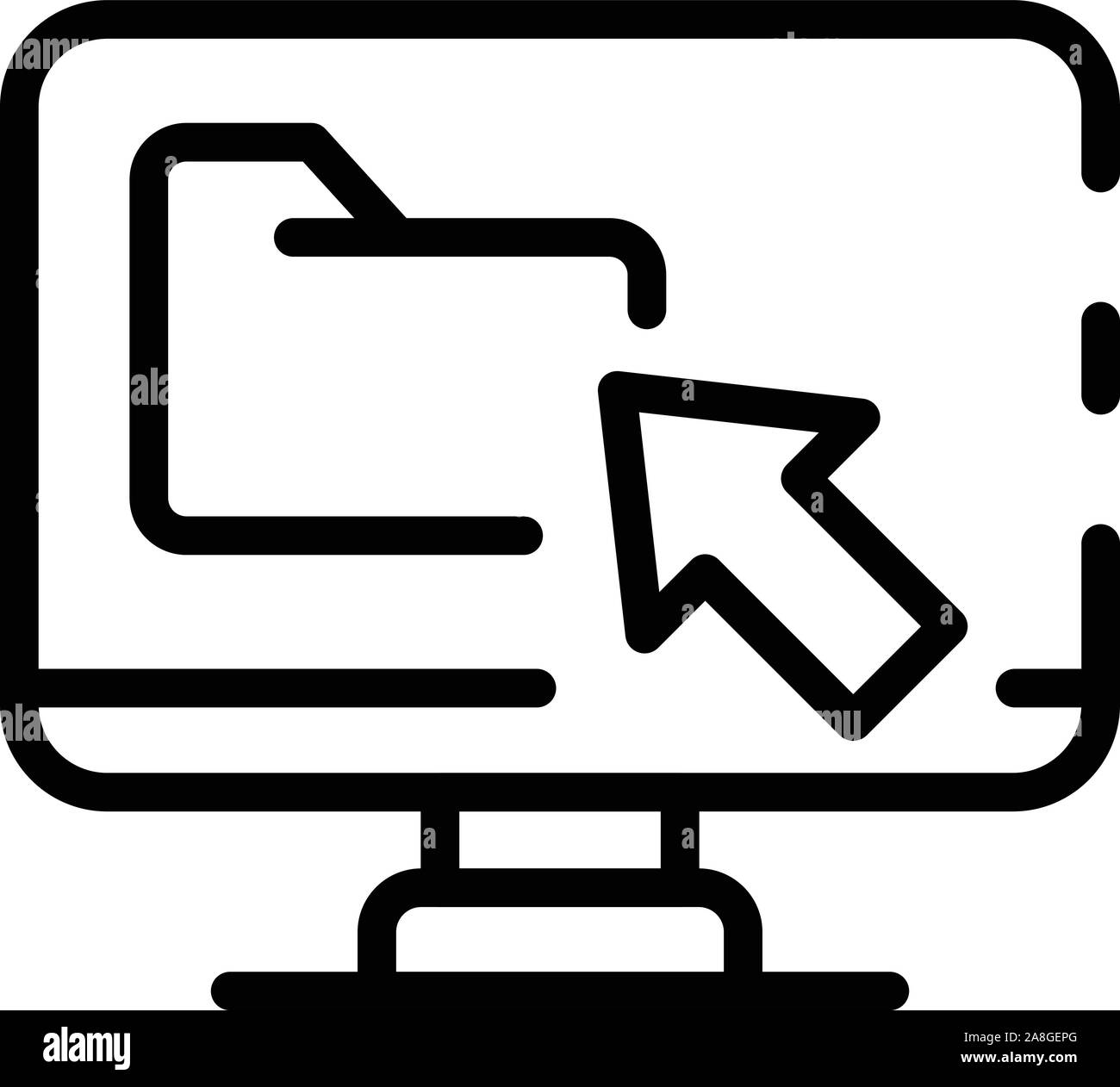 Computer and folder icon, outline style Stock Vector Image & Art - Alamy