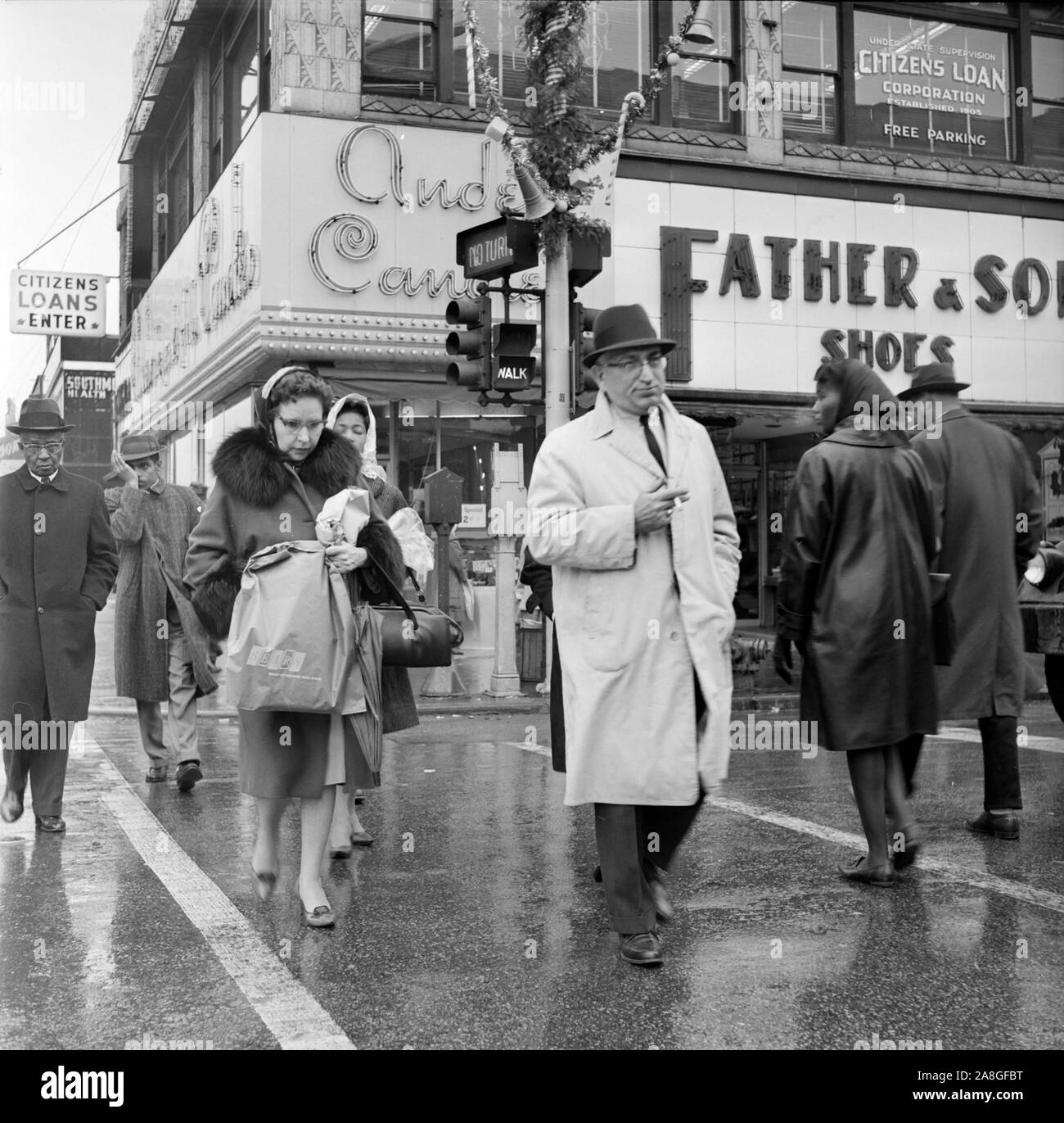 Mixed-race pedestrian traffic is shown on Chicago's South Side at the ...