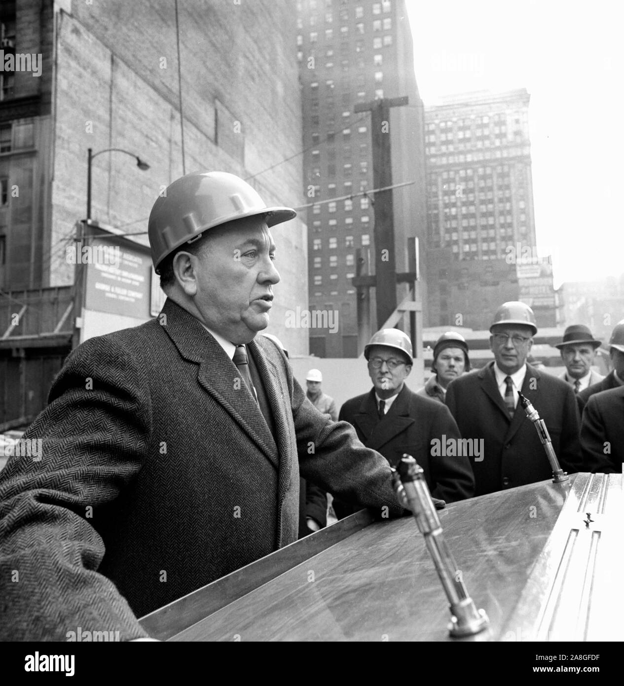 Chicago Mayor Richard J. Daley is shown at the announcement of a new ...