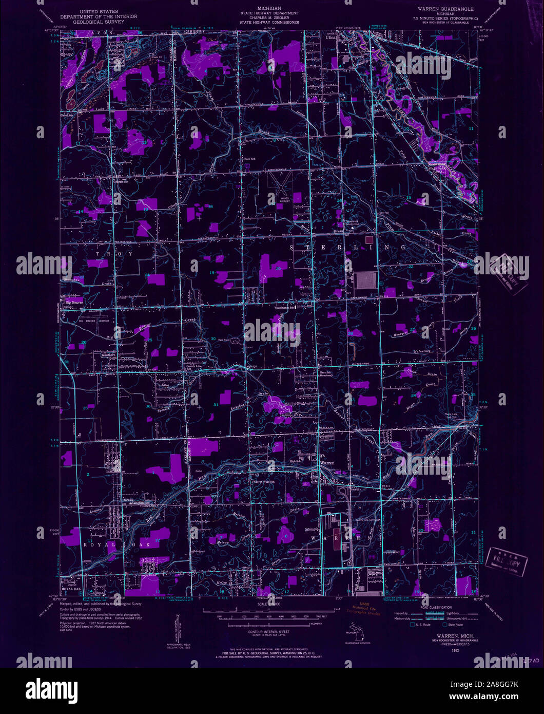 Map of warren michigan hi-res stock photography and images - Alamy