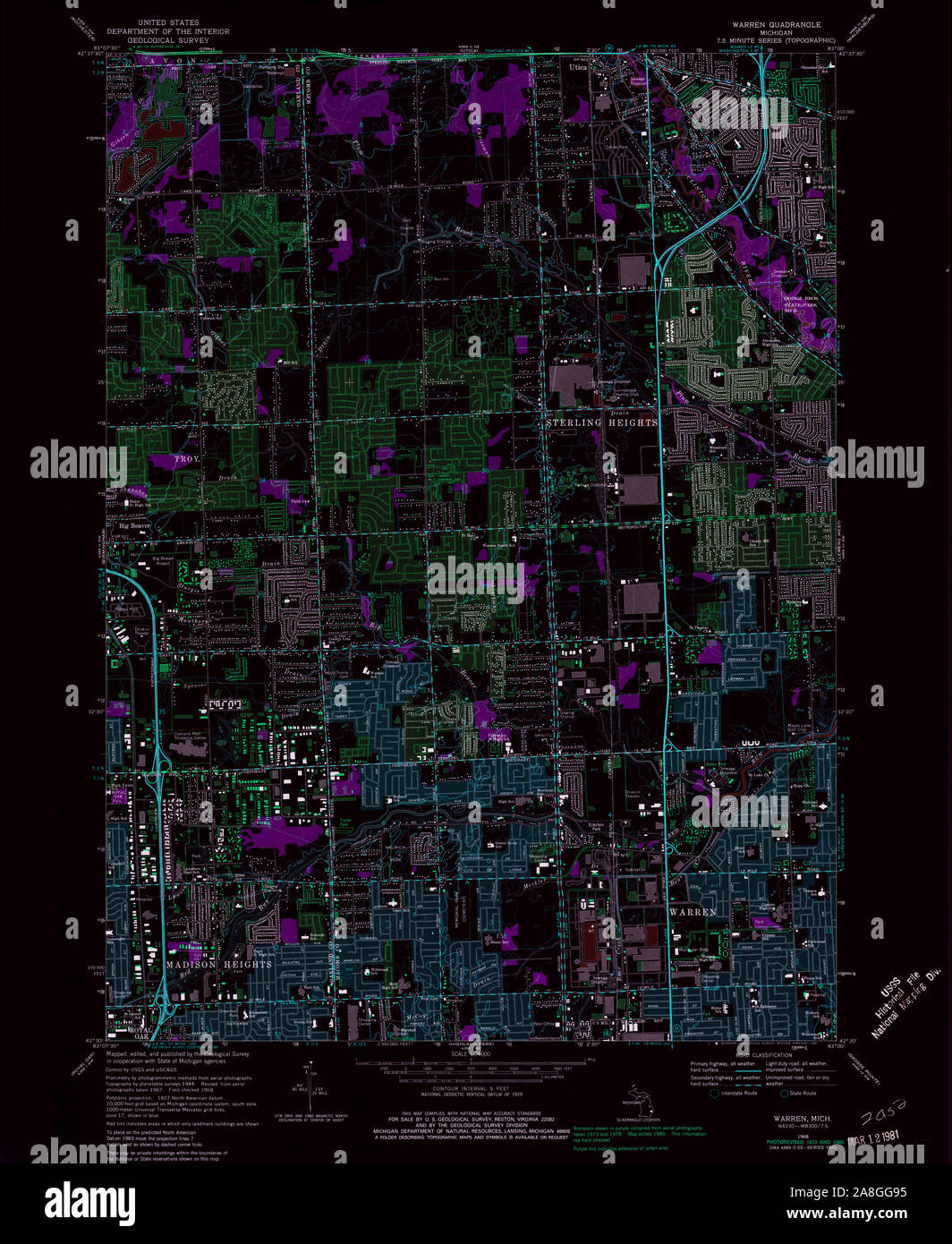 Map of warren michigan hi-res stock photography and images - Alamy