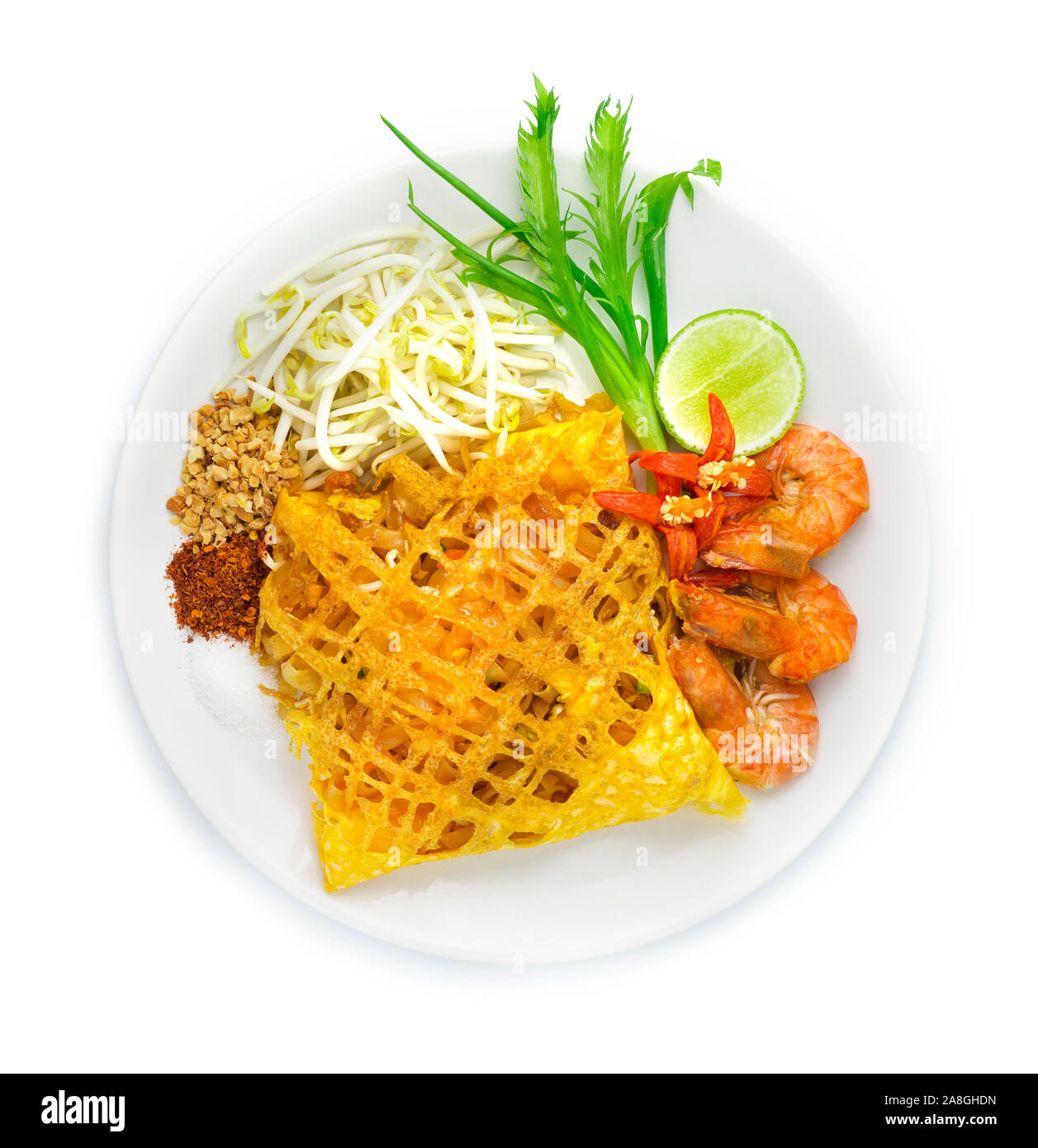 Thai Fried Noodles with Shrimps and egg wrapped Pad Thai Style Thai ...