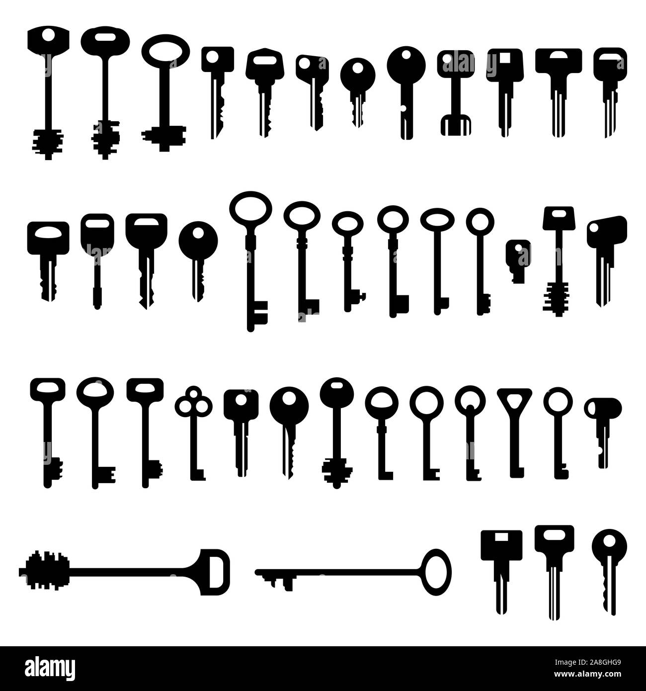 set of different keys vector illustration on a white isolated ... set of different keys vector illustration on a white isolated ...