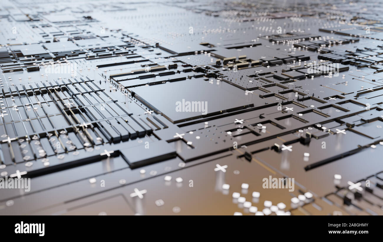 Abstract Central Computer Processors Concept. 3D illustration ...