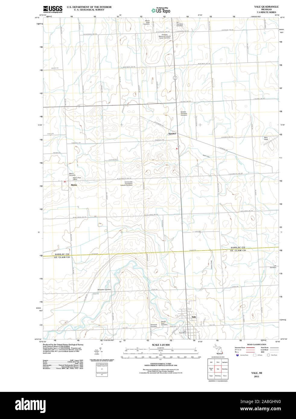 Map of yale michigan hi-res stock photography and images - Alamy