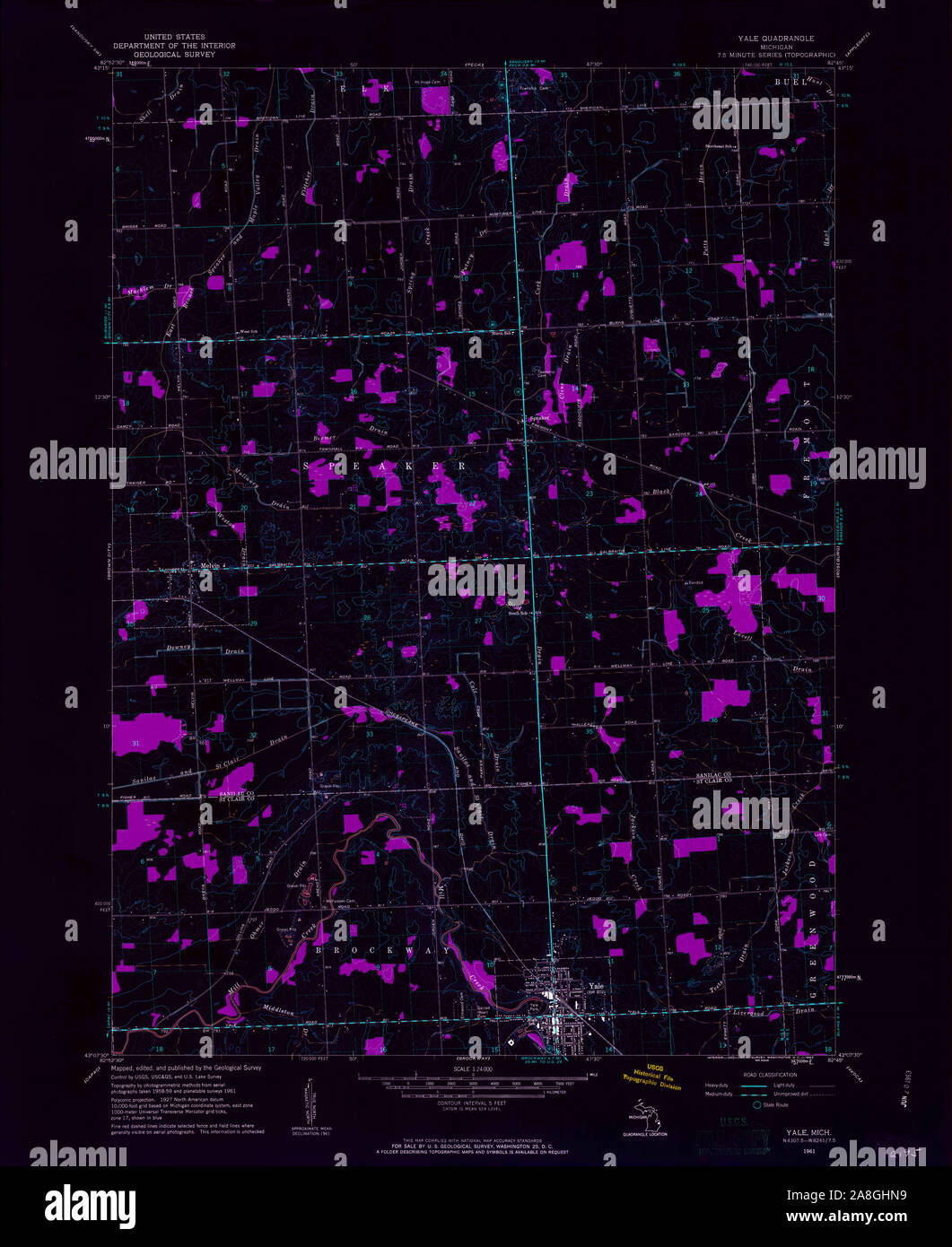 Map of yale michigan hi-res stock photography and images - Alamy
