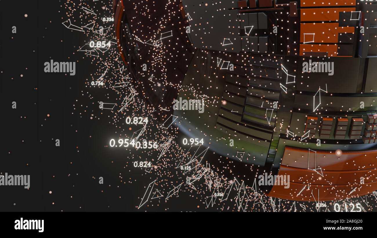 Connection Lines and Dots Around Digital Abstract Cyber PCB Sphere ...