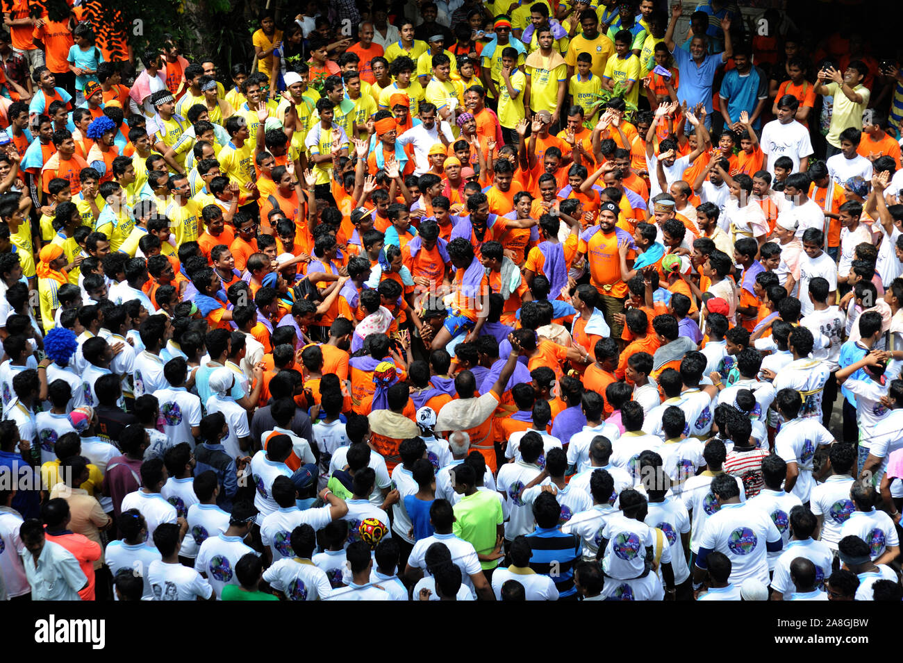 Mumbai, India,Asia - Human Pyramid trying to break dahi handi on ...