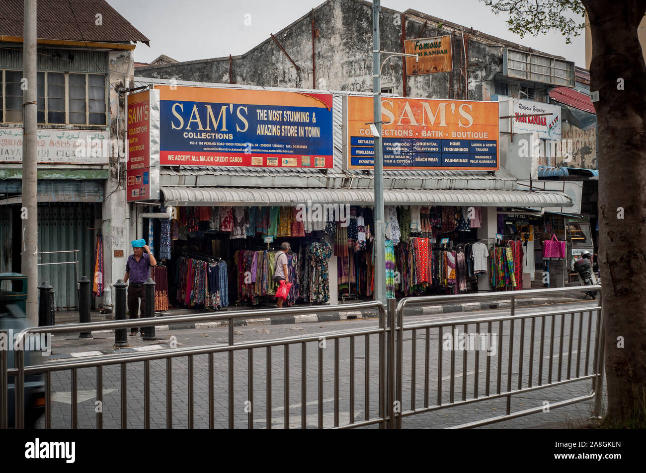 Georgetown Penang - April 25 2019 : Textile shops surrounded by the ...