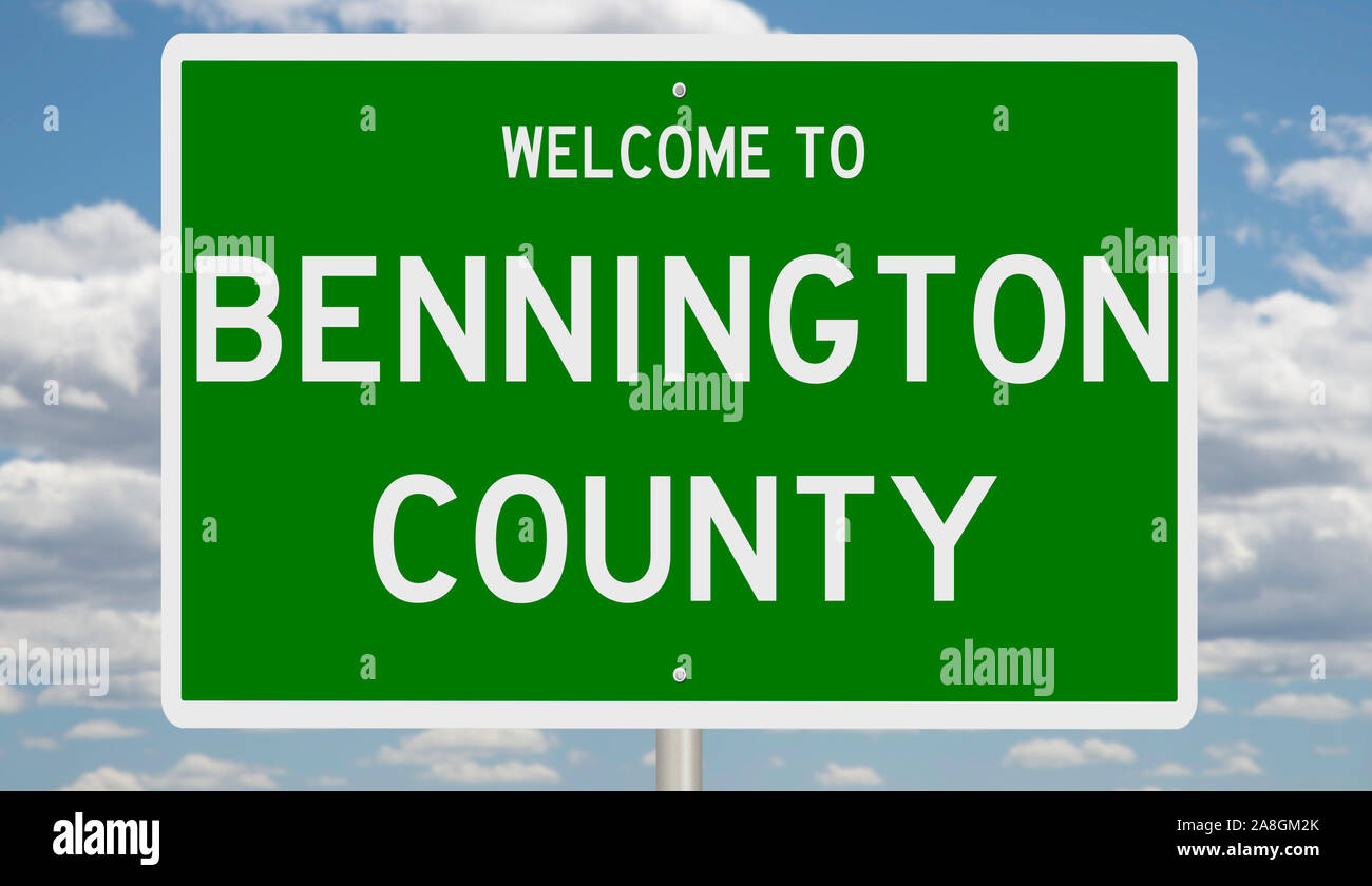 Rendering of a green 3d highway sign for Bennington County Stock Photo ...