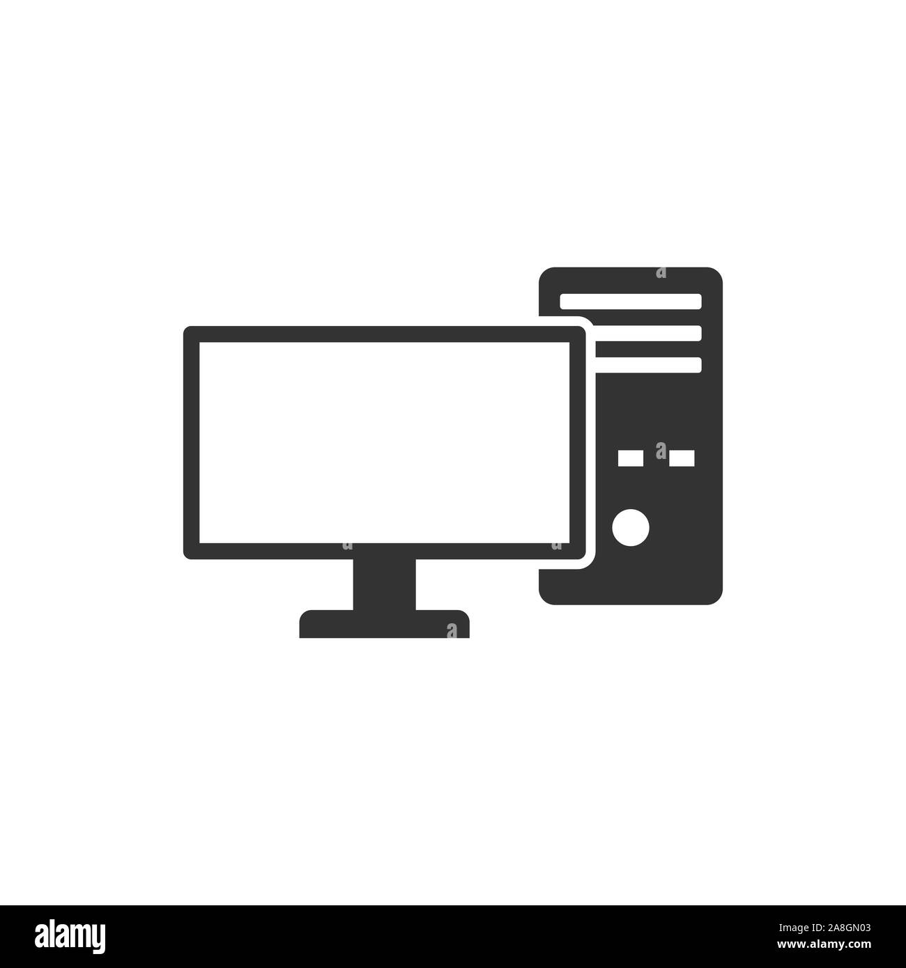 Pc computer icon in flat style. Desktop vector illustration on white ...